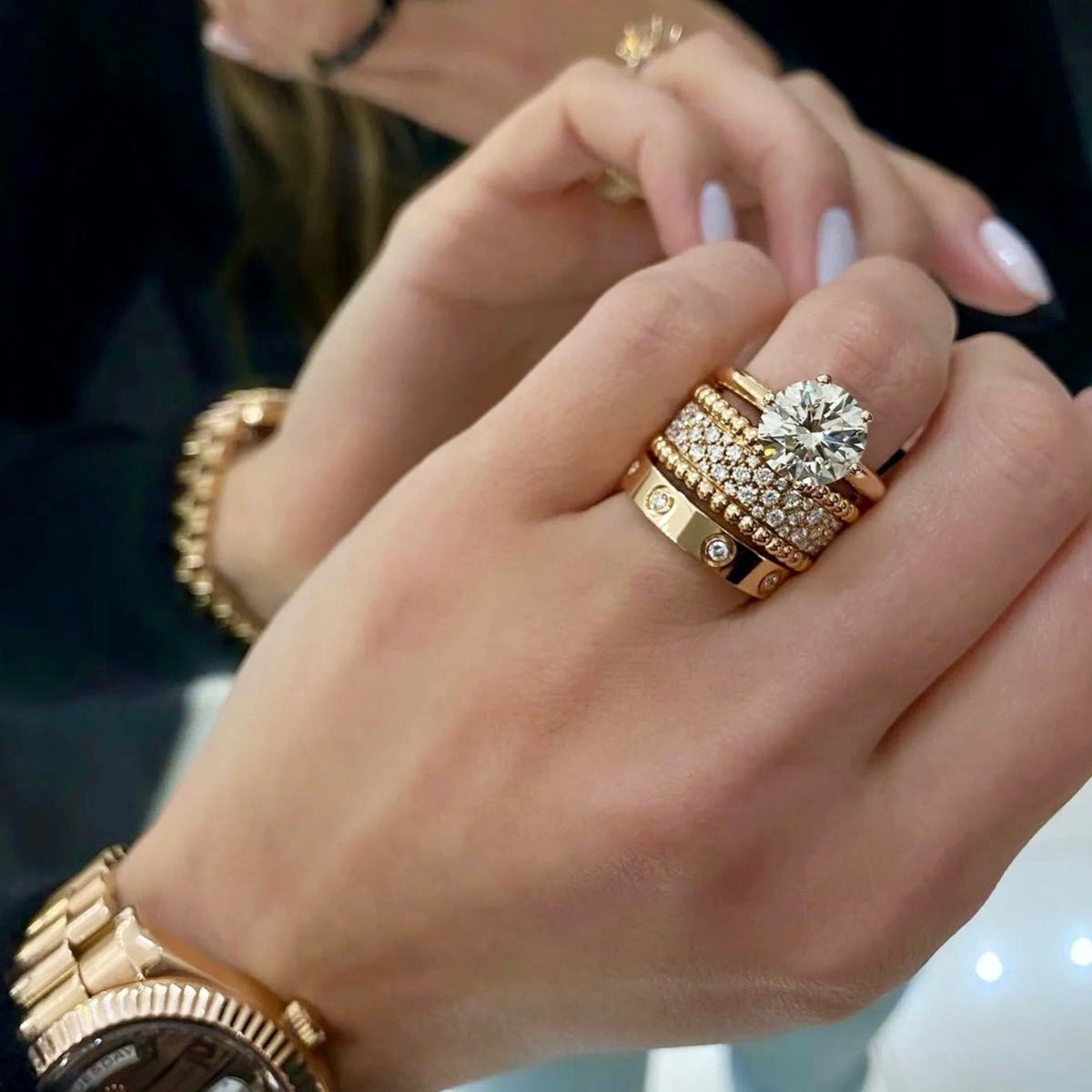 Pave Ring Band Ring Screw Ring Diamond Wear ring Gold Filled Rings