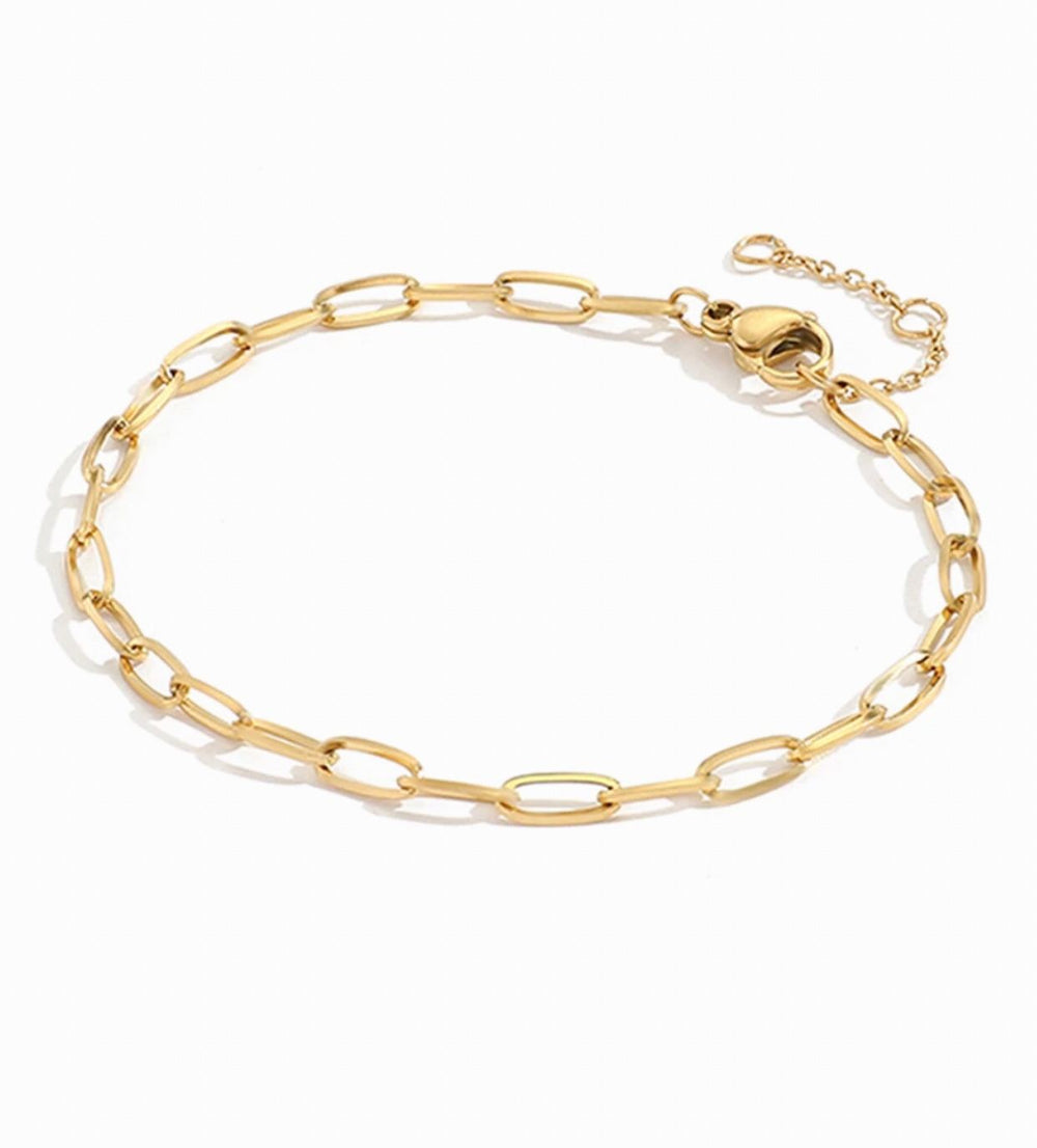 18k Gold Paperclip Jewelry Set - Paperclip Chain Bracelet + Gold ...