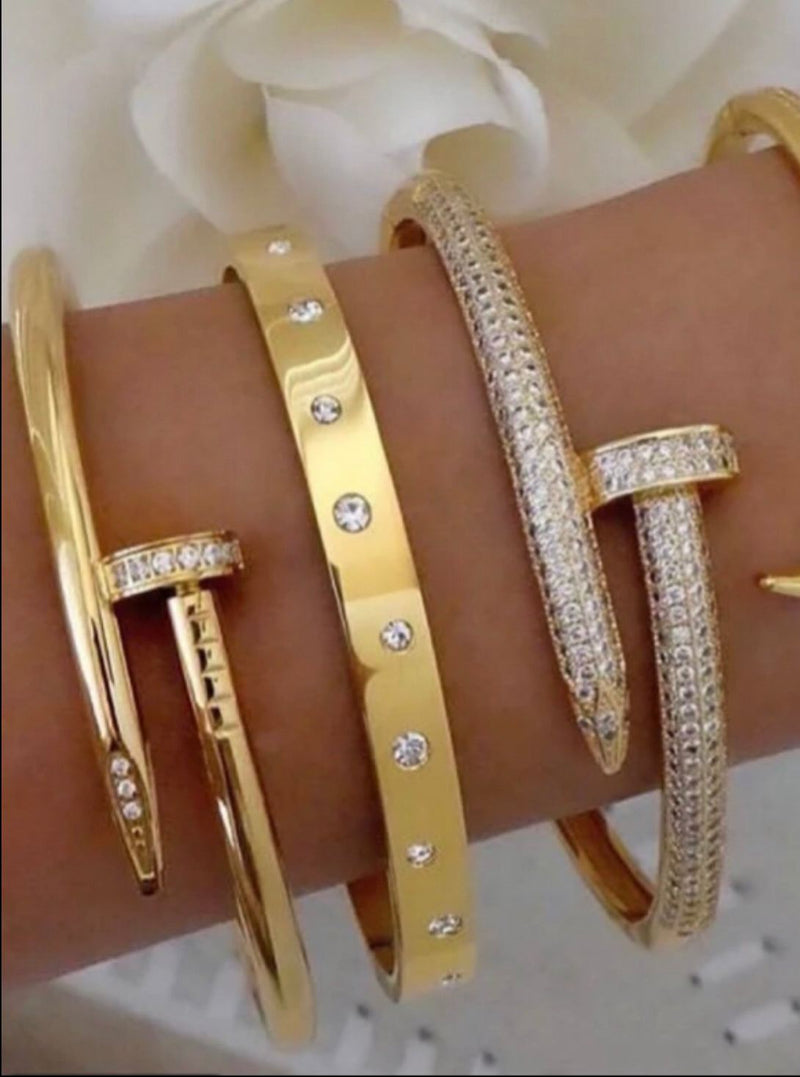 Nail Bracelet 18k Gold Nail Bangle Iced Out Diamond Nail Bracelet Love ...