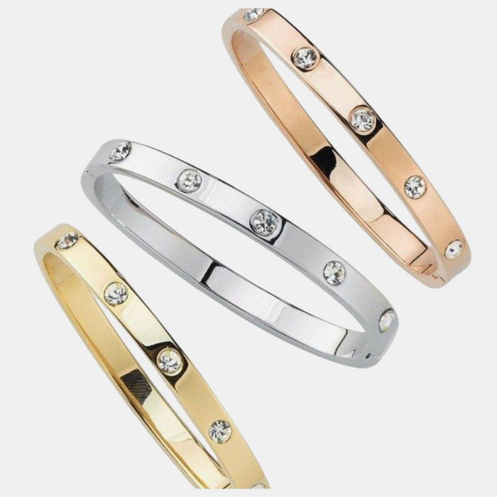 Men's Stone Encrusted Hinged Bezel Set Love Bracelet