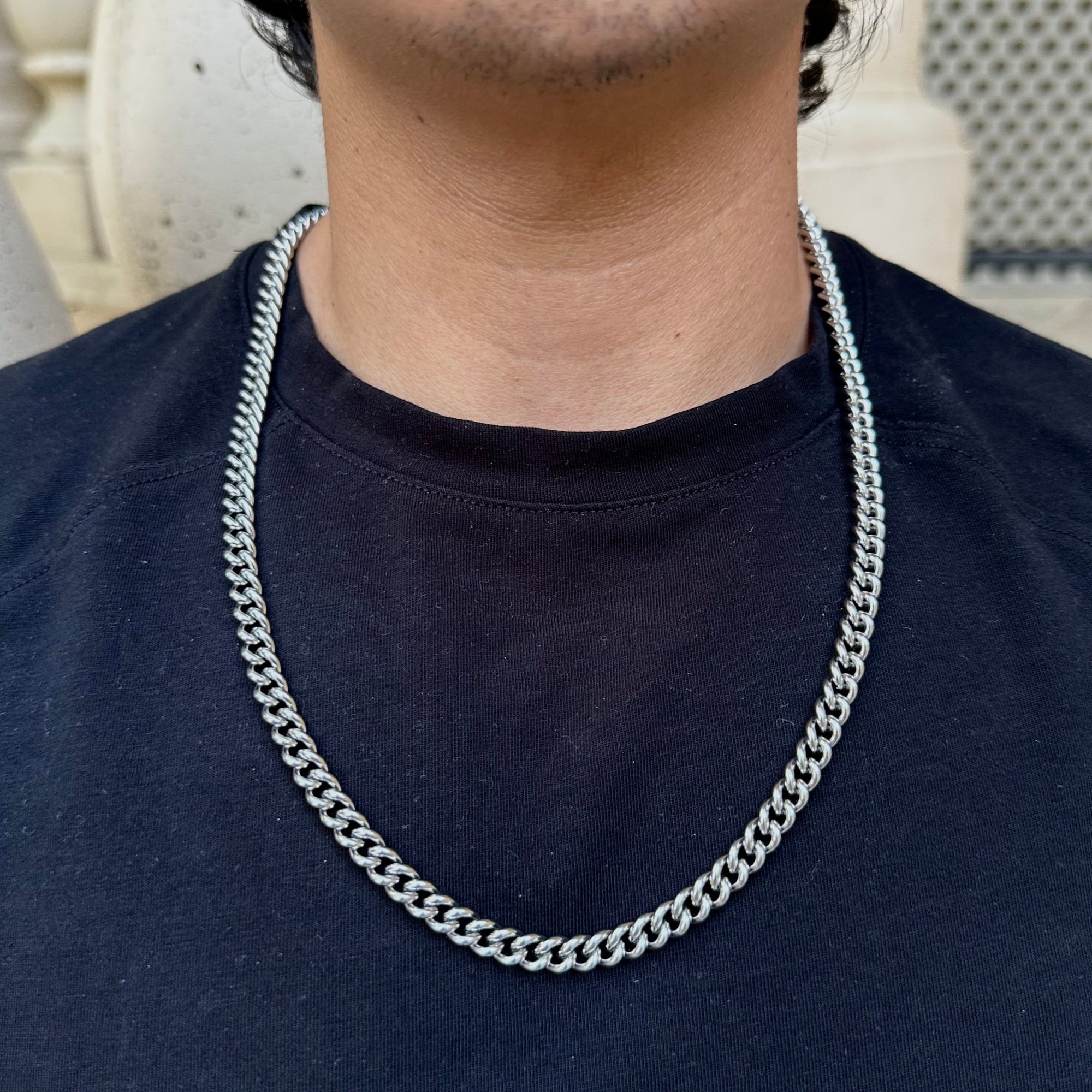 Steel Round Curb Chain Heavy Rounded Curb Chain Necklace, 18k Gold Mens ...