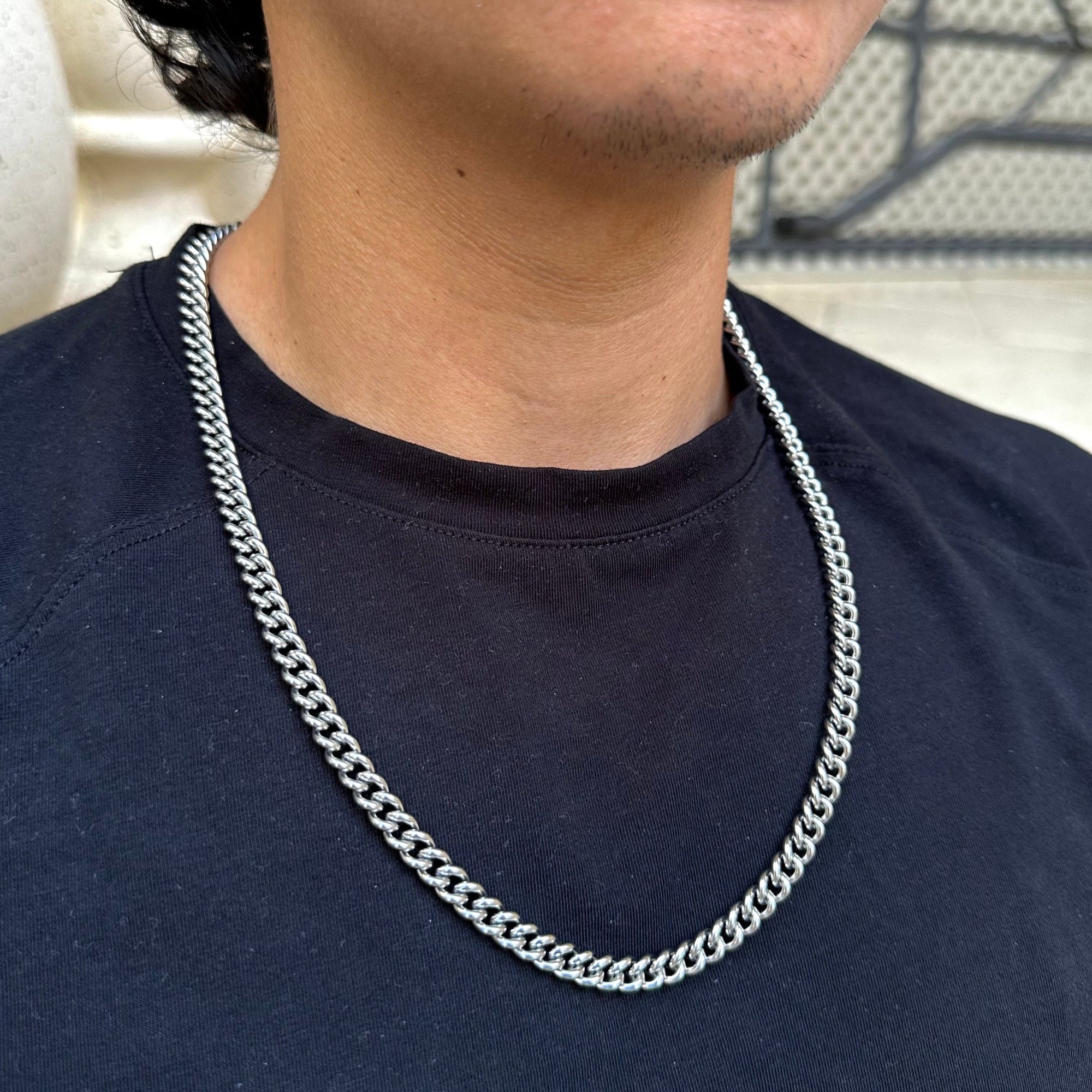 Steel Round Curb Chain Heavy Rounded Curb Chain Necklace, 18k Gold Mens ...