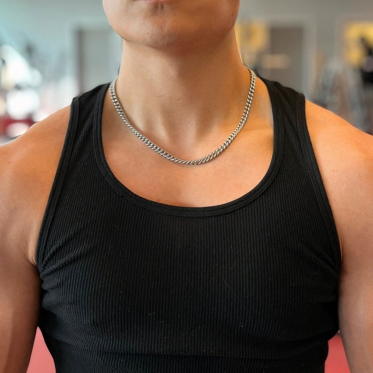 Men's Silver Curb Chain Cuban Link Necklace Gold Curb Chain Mens Choker ...