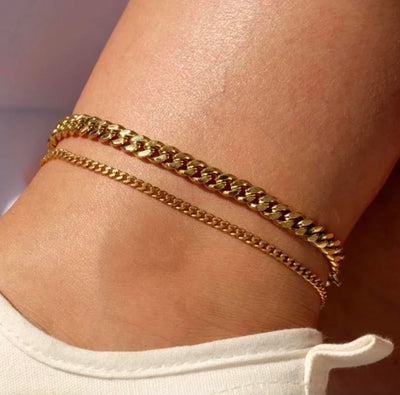 Womens Complimentary Dainty Anklet Set 3 - Silver Waterproof Chain ...
