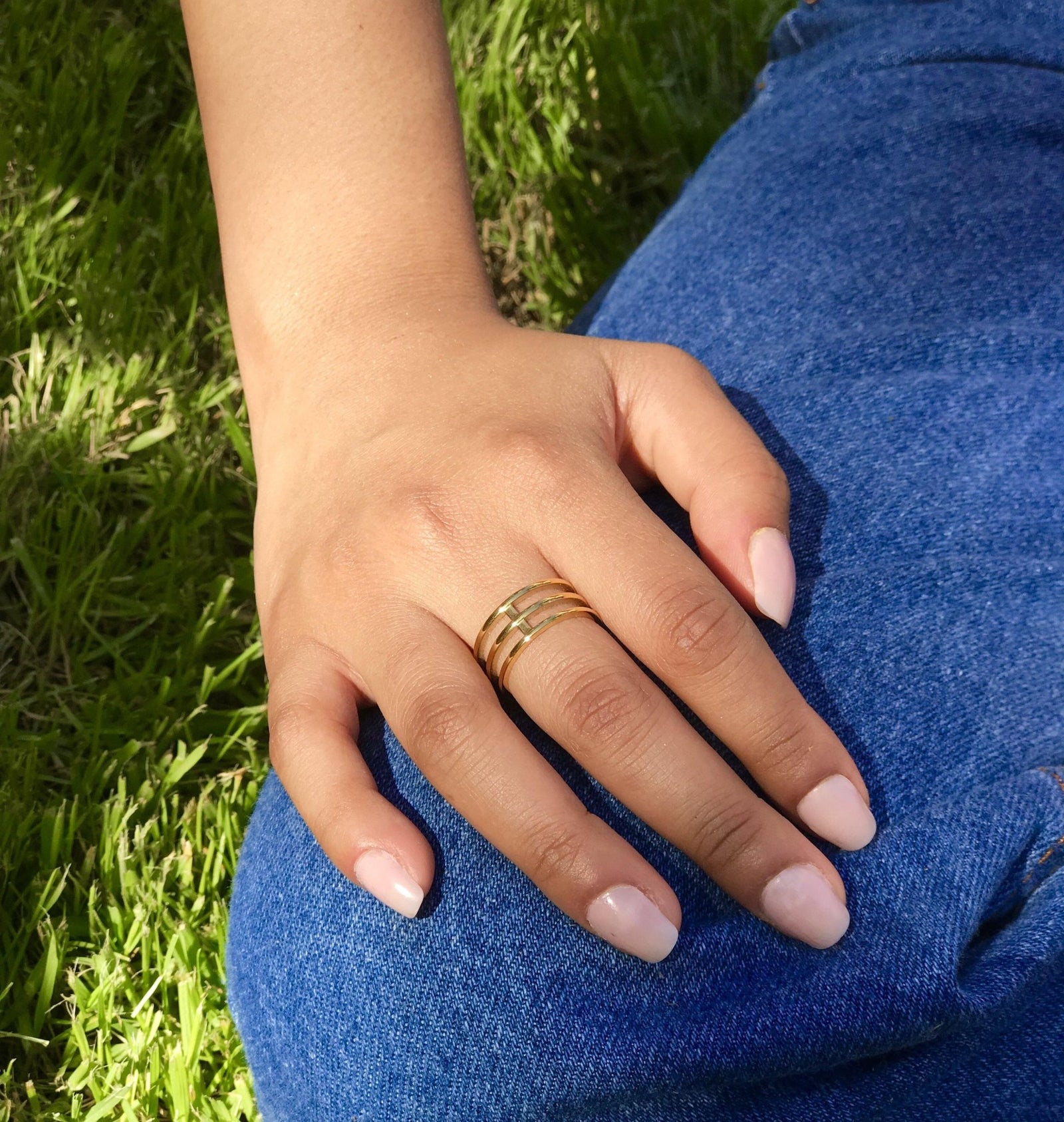 18k Double Ring Triple Band Ring Double Band Engagement Ring Band Ring