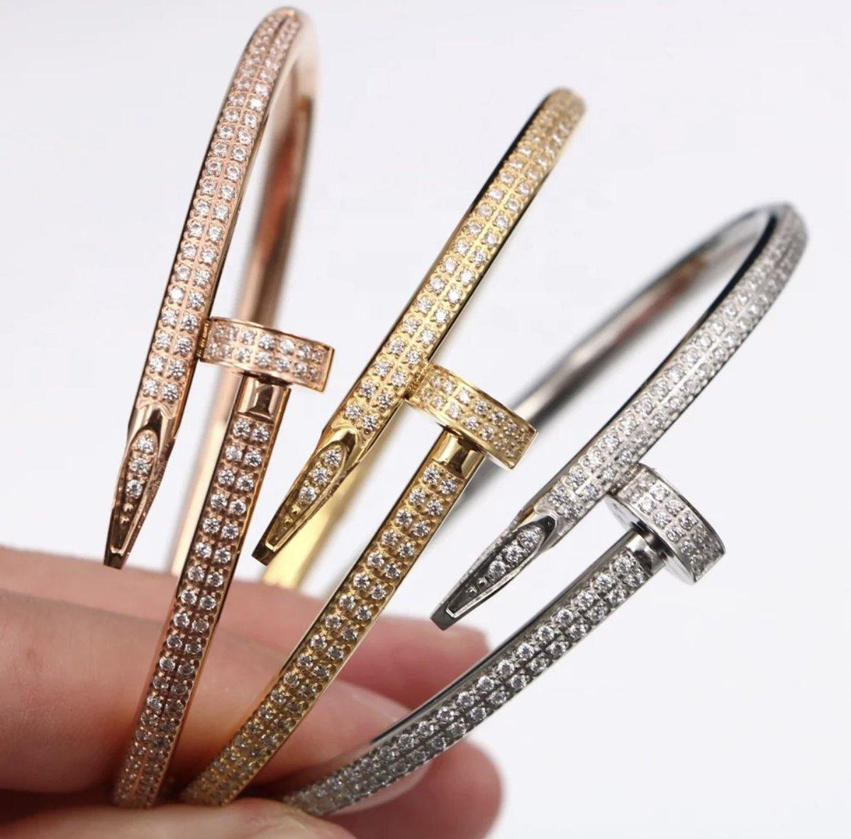 Nail Bracelet 18k Gold Nail Bangle Iced Out Diamond Nail Bracelet Love ...